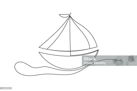 Line Art Boat Illustration Simple Outline Contour Drawing Boat With