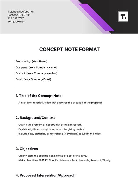 Free Concept Note Templates Editable And Printable
