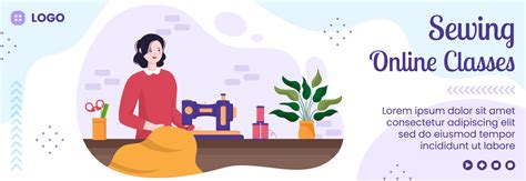 Sewing Or Tailor Classes Cover Template Flat Illustration Editable Of