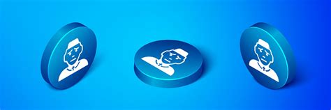 아이소메트릭 사제 아이콘은 파란색 배경에 분리되어 있습니다 파란색 원 버튼입니다 벡터 3차원 형태에 대한 스톡 벡터 아트 및 기타 이미지 3차원 형태 남자 흰색