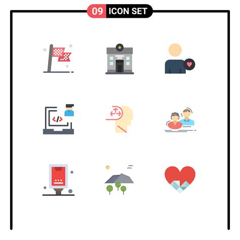 Pack Of 9 Creative Flat Colors Of Autism Laptop Stare Development