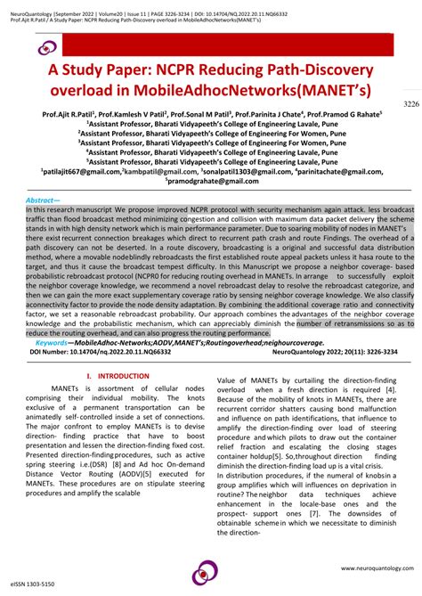 Pdf Neuroquantology September 2022 Volume20 Issue 11 Page