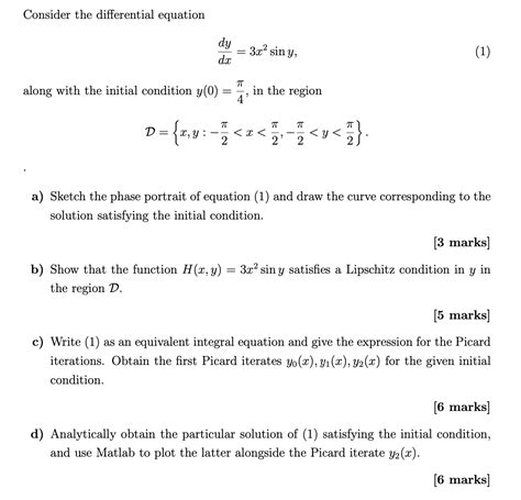 Ordinary Differential Equation Questions Matchmaticians