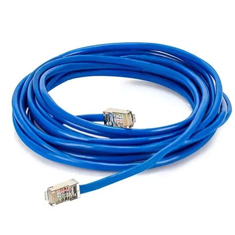 Cabo De Rede Azul Mt Para Internet Computador Com Conector Rj Crimpado Cat E Cabo Patch