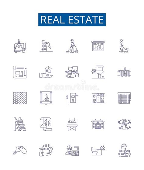 Real Estate Line Icons Signs Set Design Collection Of Property Homes