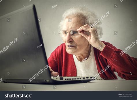 Old Lady On Computer Images Stock Photos Vectors Shutterstock