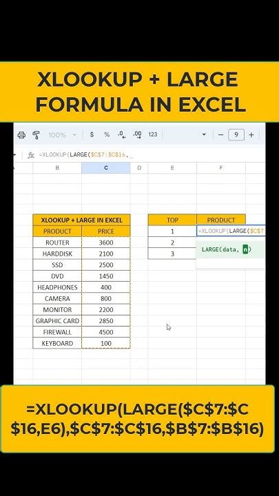 Xlookup Large Function In Excel Excelshorts Shorts Exceltips Exceltutorial Excel Youtube