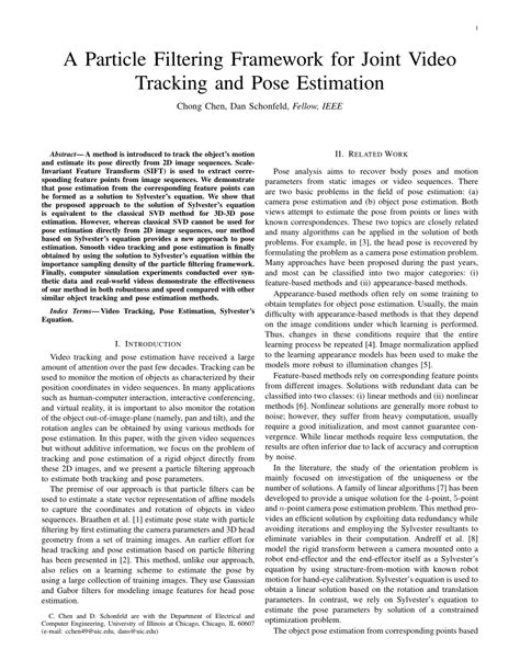 Pdf A Particle Filtering Framework For Joint Video Tracking And Pose Estimation