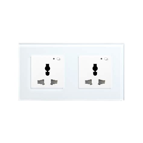 WiFi Wall Socket Double Glass White Twasl Smart Technologies