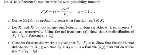 Solved Let X Be A Poissonx Random Variable With