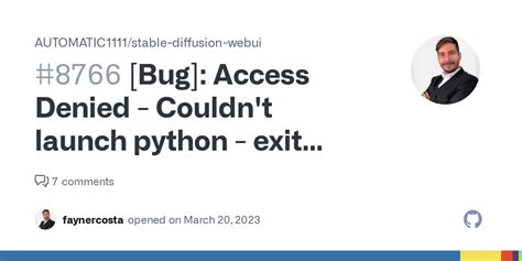 Bug Access Denied Couldnt Launch Python Exit Code 1 · Issue