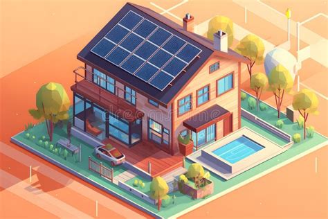 Solar Panels On A Private House Neural Network Ai Generated Stock Illustration Illustration