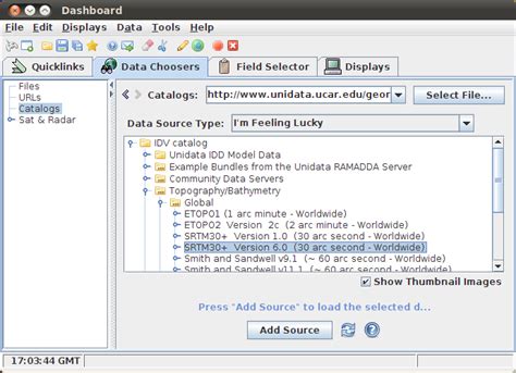 In The Dashboard Window Data Choosers Tab Choose Catalogs In The Left