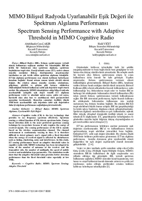 Pdf Spectrum Sensing Performance With Adaptive Threshold In Mimo
