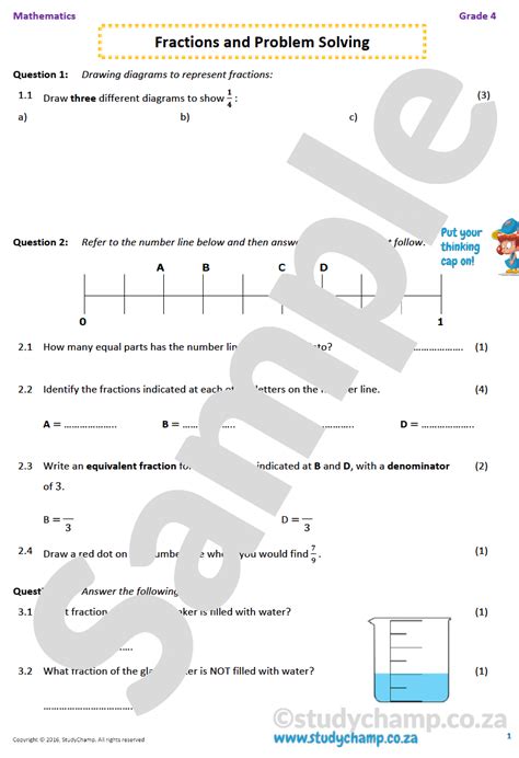 Grade 4 Mathematics Worksheet Fractions B