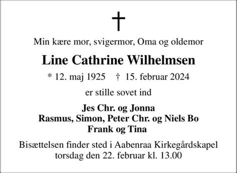 Line Cathrine Wilhelmsen Dødsannoncer I Danmark