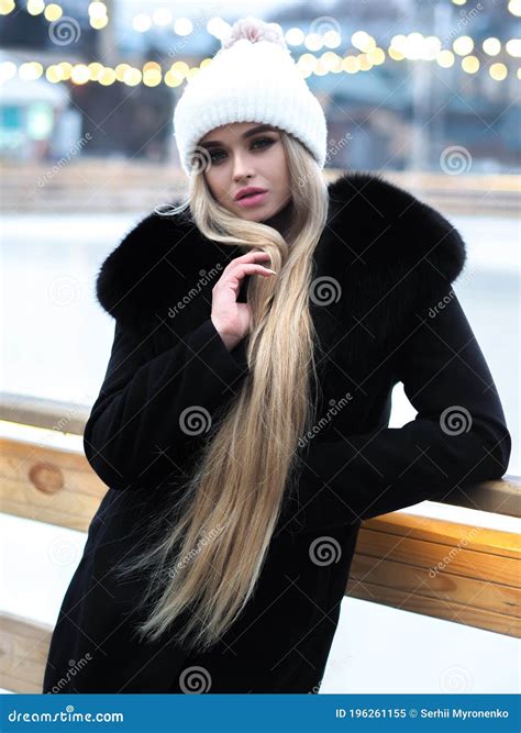 Blonde Girl Posing At The City At Winter Stock Image Image Of Hair
