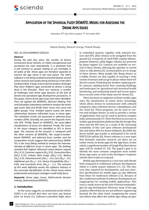 Pdf Application Of The Spherical Fuzzy Dematel Model For Assessing The Drone Apps Issues