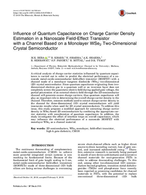 Pdf Influence Of Quantum Capacitance On Charge Carrier Density