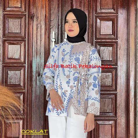 Jual B13 Baju Batik Cewek Azalea Lengan Panjang Atasan Batik Wanita