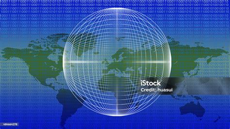 The World Map Global Communications Data Transmission Binary Code Stock