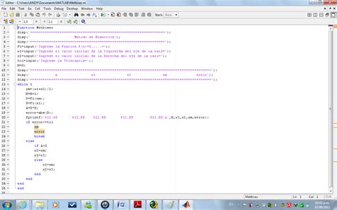 Simulación Y Control De Procesos Químicos Método De Bisección Y Su Codificado En Matlab Para