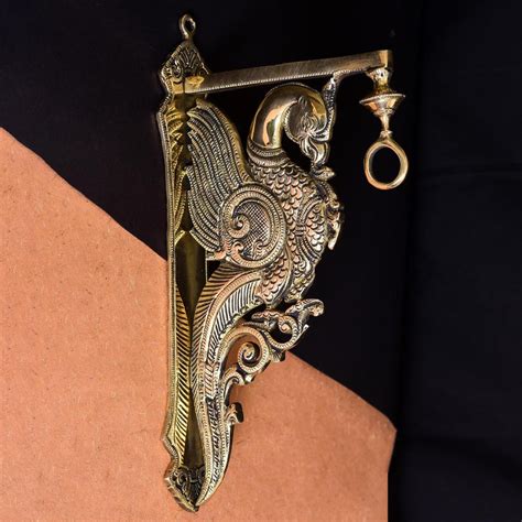 Brass Peacock Wall Mount Bracket 125 Inch Vedansh Craft