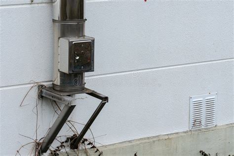 Vent Pipe Installation On A Building With Creeping Vines Stock Image
