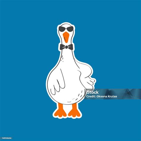 귀엽고 재미있는 거위가 있는 벡터 그림 텍스트와 새가 있는 트렌디한 타이포그래피 스티커 거위 새에 대한 스톡 벡터 아트 및 기타 이미지 거위 새 스티커 0명 Istock