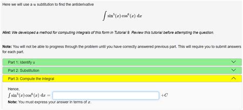 Solved Part 1 Identify Upart 2 Substitutionpart 3 Compute