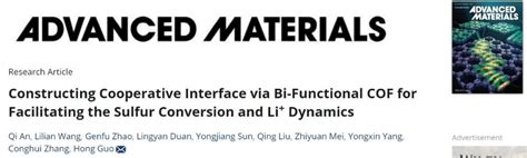 云南大学郭洪am：双功能cof构建协同界面，促进硫转化和锂离子传输 华算科技