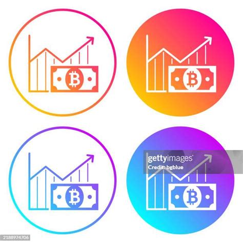 Growing Graph With Bitcoin Banknote Round Icons With Color Gradients