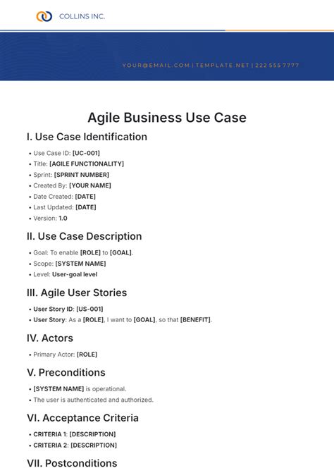 Free Agile Business Use Case Template To Edit Online