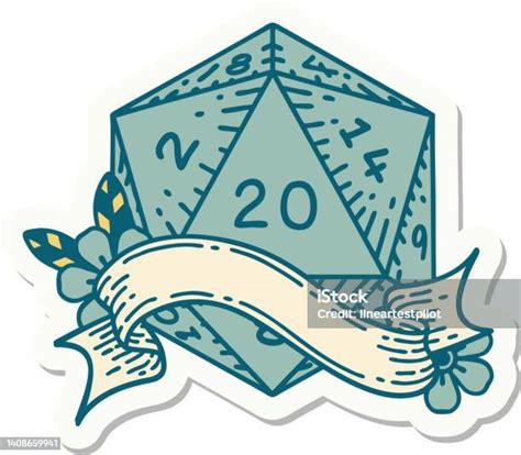 천연 스무 D20 주사위 롤 스티커 굴리기에 대한 스톡 벡터 아트 및 기타 이미지 굴리기 문신 미술품 Istock