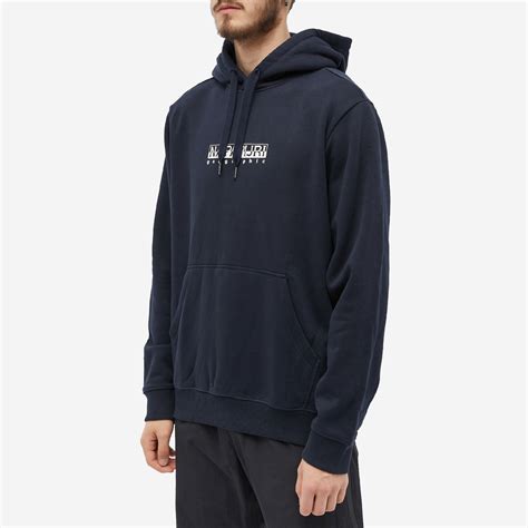 Napapijri Mens Box Logo Hoodie In Blue Marine Napapijri