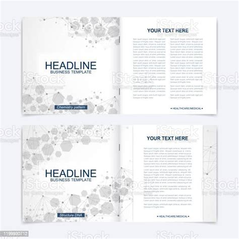 과학 템플릿 광장 브로셔 잡지 전단지 전단지 표지 소책자 연례 보고서 의료 기술 화학에 대한 과학적 개념 구조 분자 및 통신 Dna 원자 0명에 대한 스톡 벡터 아트 및