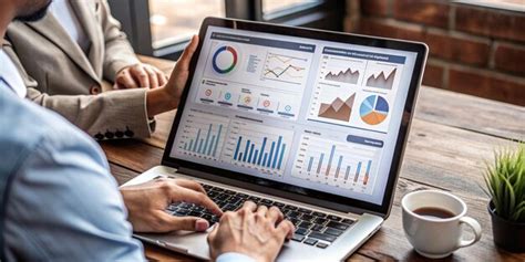 Innovative Business Analysis With Crm Data Ai Robot And Tablet Displaying Analytics Premium Ai