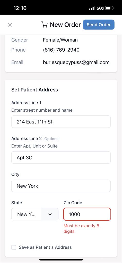 Address Error When Submitting Order Issue 205 Photon Health Client