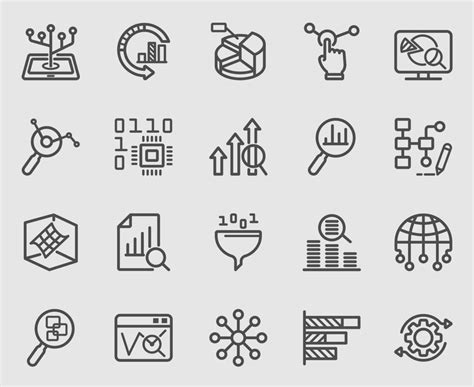 Data Analysis Line Icons Set Vector Art At Vecteezy