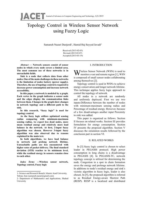 pdf topology control in wireless sensor network using fuzzy logic