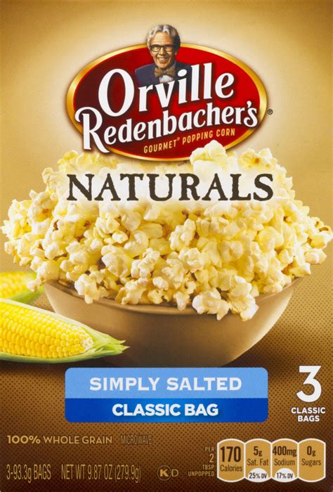 Orville Redenbachers Gourmet Popping Corn Naturals Simply Salted Classic Bag 3 Ct Orville
