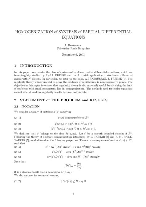 Pdf Homogenization Of Systems Of Partial Differential Equations