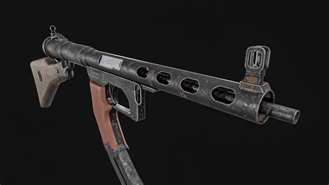 3d Model Japanese Type 1 Nambu Sub Machine Gun Vr Ar Low Poly