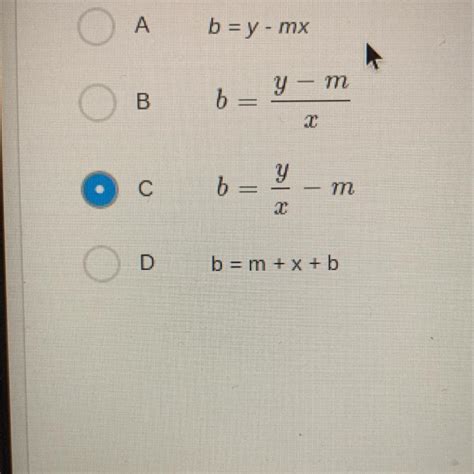 The Slope Intercept Form Of A Linear Equation Is Y Mx B Where X