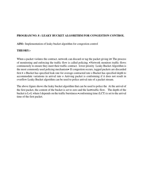 Program No 8 Leaky Bucket Algorithm For Congestion Control Pdf