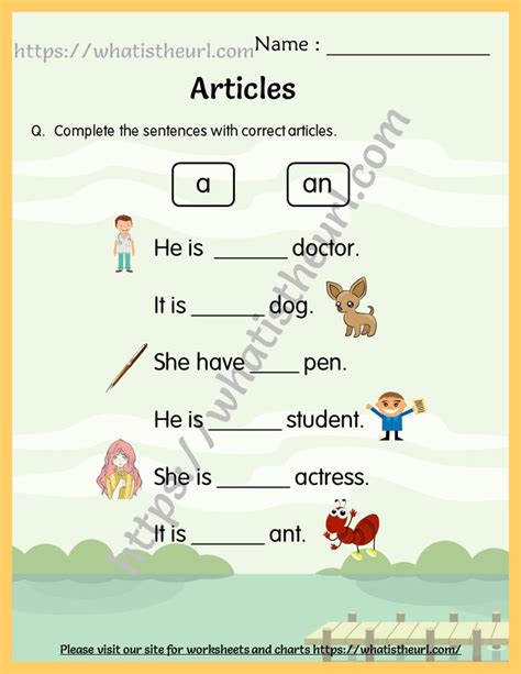 Articles Worksheets For Grade 1 A Or An 1st Grade Worksheets