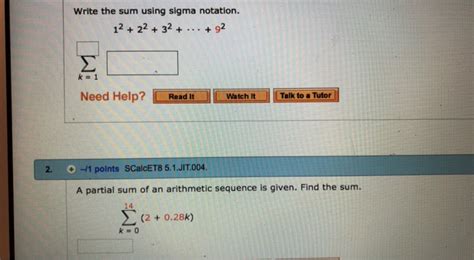 Solved Write The Sum Using Sigma Notation 12 223292