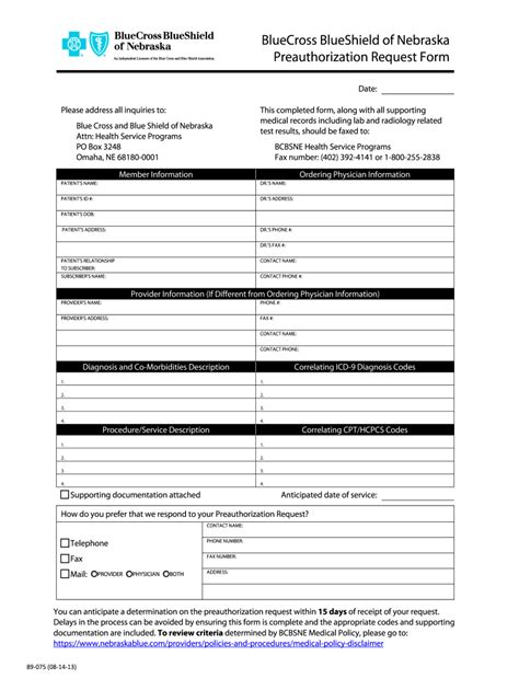 Blue Cross Blue Shield Of Nebraska Prior Authorization Form Fill Out