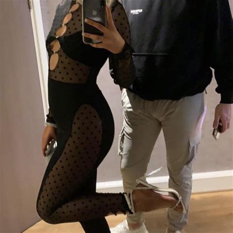 Katch Me Diamante Mesh Jumpsuit Size 10 Good Condition Depop