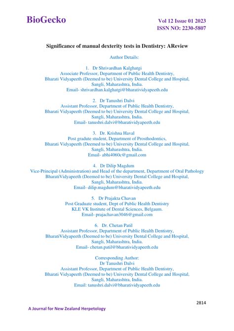 Pdf Significance Of Manual Dexterity Tests In Dentistry A Review